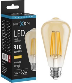 Mexen Vintis LED žárovka filament E27, ST64, 10W, Teplá - 2700K, 910 lm, jantarová - L152-E27-1027-50