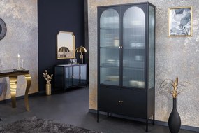 Vitrína Paris 180cm rýhované sklo černá/ 43330