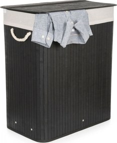 Koš na prádlo G21 105 l s rozdělovačem, bambusový černý s bílým košem [63555162]