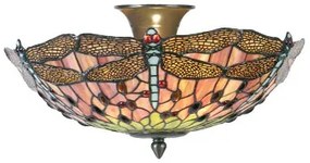 Stropní lampa Tiffany THE RED DRAGONFLY Clayre &amp; Eef 5LL-5415