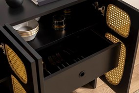 Kalune design Příborník SIMONA černý s vídeňskou pleteninou