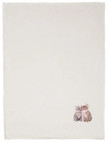 Krémový plyšový pléd s kočičkami Olli - 130*160 cm