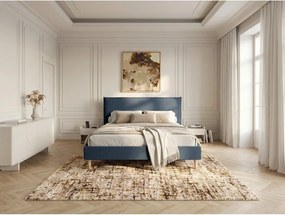 Modrá čalouněná dvoulůžková postel s roštem 160x200 cm Sary – Bobochic Paris