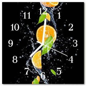 Nástěnné hodiny obrazové na skle - Pomeranč