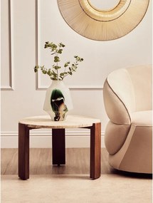Hnědý/ve světle přírodní barvě kulatý konferenční stolek s mramorovou deskou ø 60 cm Palermo – Premier Housewares