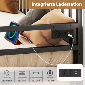 Costway Jednorozměrná válenda s LED světly a nabíjecí
