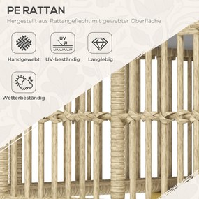 Outsunny Ratanová zahradní souprava, 5dílná balkonová souprava se sedáky, zahradní souprava s rohovou pohovkou, taburetem, konferenčním stolkem, zahr…
