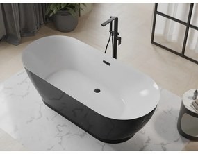Mexen Roxy, volně stojící vana 180 x 85 cm, bílá-černá, černý matný přepad, 51201808575-70