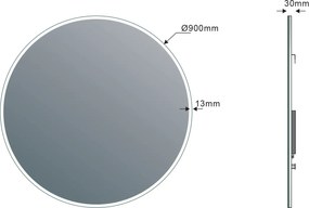 Sapho Sapho, VISO kulaté zrcadlo s LED osvětlením, ø 90cm, VS090
