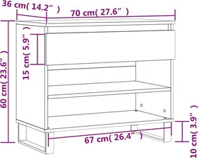 vidaXL Botník 70x36x60 cm kompozitní dřevo [831445] Barva: bílá s vysokým leskem