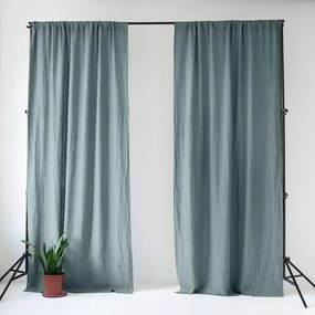 Šedomodrý lněný závěs 140x170 cm Blue Fog – Linen Tales