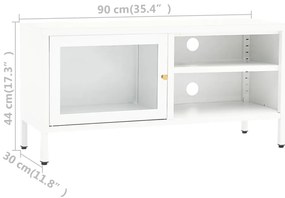 vidaXL Marketos TV stolek bílý 90 x 30 x 44 cm ocel a sklo