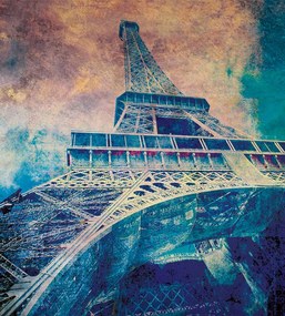 DIMEX | Vliesová fototapeta na zeď Abstrakt Eiffelova věž I. MS-3-0375 | 225 x 250 cm | modrá, zelená, vícebarevná