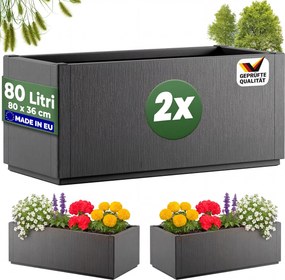Květináč Ethica sada 2 ks antracitová plast 80x36x36cm
