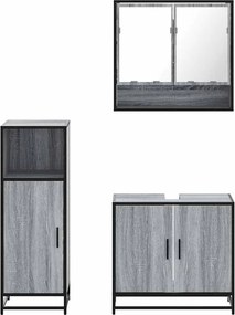 3dílný set koupelnového nábytku šedý sonoma kompozitní dřevo 3300978