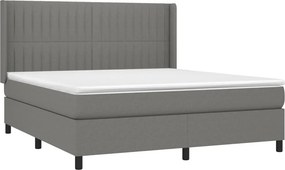Box spring postel s matrací a LED tmavě šedá 180x200 cm textil 3138494