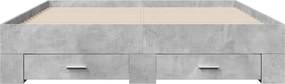 Rám postele se zásuvkami betonově šedý 140 x 200 cm kompozit 3280387