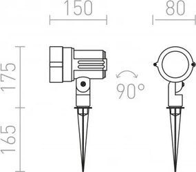 RED R10527 GARY na bodci LED šedá 230V COB LED 10W 45° IP65 3000K - RED - DESIGN RENDL