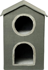 PawHut dvouúrovňový kočičí domek s pratelnými polštářky 3 vchody, 42x46x59,5 cm, šedý | Aosom