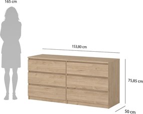 Komoda v dekoru dubu v přírodní barvě 154x76x50 cm Naia – Tvilum