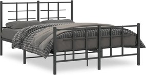 vidaXL Kovový rám postele s hlavovým a nožním čelem 135 x 190 cm [355627] Barva: Černá
