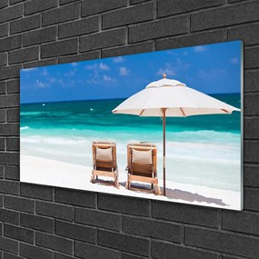 Obraz na skle Pláž Deštník Krajina 120x60 cm