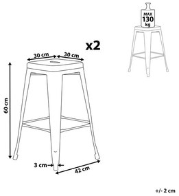 Sada 2 ocelových barových stoliček 60 cm žluté/zlaté CABRILLO Beliani