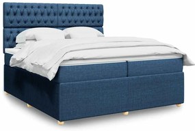 Box spring postel s matrací modrá 200x200 cm textil 3292176