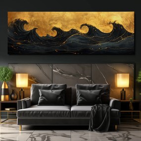 Obraz na plátně - Temné vlny oceánu FeelHappy.cz Velikost obrazu: 150 x 50 cm