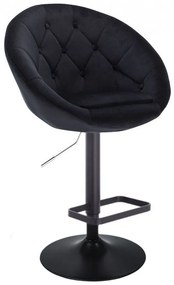 LuxuryForm DESIGN Barová židle VERA VELUR na černé kulaté podstavě - černá