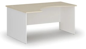 Ergonomický kancelářský pracovní stůl PRIMO WHITE, 1600 x 1200 mm, levý, bílá/bříza