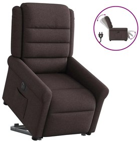 Elektrické zvedací polohovací křeslo tmavě hnědé textil 3303339