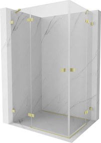 Mexen Lunar Duo, výklopný sprchový kout 75 x 70 cm, 8mm čiré sklo, zlatý matný profil, 834-075L-070P-55-00