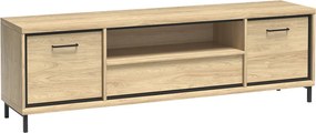 MEDIOLAN | TV stolek M13 se zásuvkou a policemi + KOVOVÉ NOŽIČKY | 181 cm | natural hikora