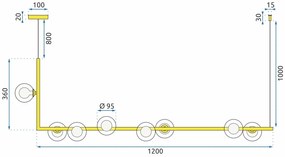 Toolight Skleněné koule Závěsné svítidlo 8 ks APP615-8CP Zlatá
