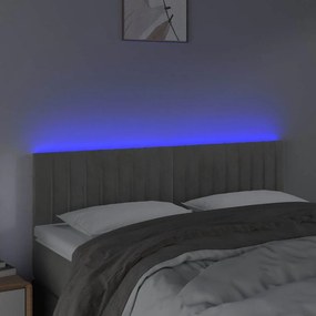 Čelo postele s LED světle šedé 144 x 5 x 78/88 cm samet 3121898