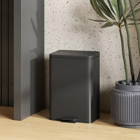 HOMCOM Odpadkový koš 20 L Pedálový koš s víkem s tichým zavíráním, vyjímatelný vnitřní koš, matně černý, 34,2 x 30,6 x 44,2 cm