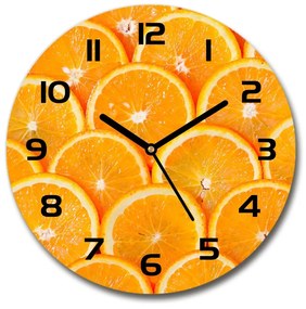 Wallmuralia Skleněné hodiny kulaté Plátky pomerančů fi 30 cm