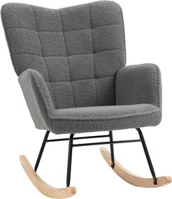 HOMCOM Houpací křeslo Houpací křeslo, akcentní křeslo, relaxační křeslo s berberským rounem, do 120 kg, tmavě šedé, 71x92x101 cm| Aosom