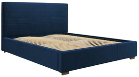 OnaDnes -20% Královsky modrá sametová postel MICADONI ARANDA 140 x 200 cm