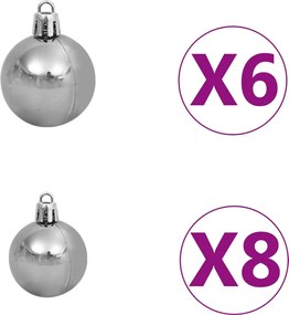 vidaXL Umělý vánoční stromek s LED a sadou koulí 180 cm 620 větviček [3077661] Barva: Bílo-zlatá