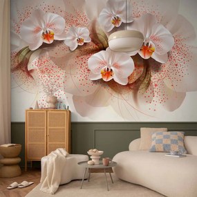 Fototapeta Krása rostlin - krásné bílé orchidejové květy s tečkami listů