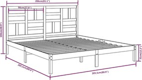 Rám postele bílý masivní dřevo 200 x 200 cm 3105971