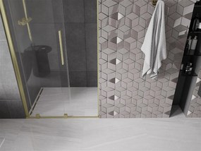 Mexen Velar, posuvné dveře do otvoru 75x200 cm, 8mm čiré sklo, zlatá matná, 871-075-000-01-55