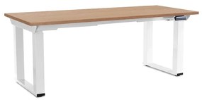 Výškově nastavitelný stůl OfficeTech Strong 180 x 80 cm, bílá podnož, dub