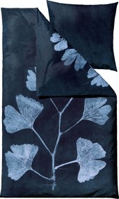 Povlečení Ginkgo s povlakem na polštář 80 x 80 cm 135 x 200 cm tmavomodré