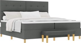 Postel s boxspringem s čelo Tmavě šedá 200 x 200 cm textil 3344325