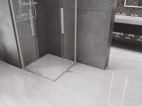 Mexen Velar Duo, sprchový kout s posuvnými dveřmi 90 x 90 cm, 8mm čiré sklo, broušená ocel, 871-090-090-02-97