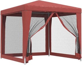 Party stan se 4 síťovanými bočnicemi červený 2,5 x 2,5 m HDPE 319225