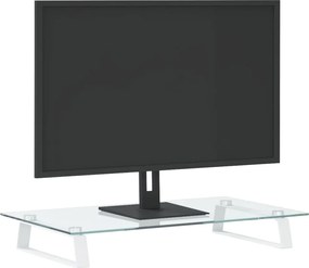 vidaXL Stojan na monitor 60 x 35 x 8 cm tvrzené sklo a kov [374220] Barva: Bílá